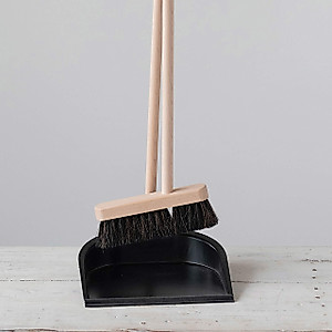 Creative Co-Op Beech Wood Broom & Standing Metal Dust Pan, Natural & Black