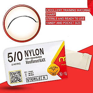 Sterile Mixed Sutures Thread with Needle Plus Training Tools - Military First Aid Emergency Survival Drill; Camping Travel Preparedness; Military Trauma Kit; Vet Student's Use (49PK Mixed Tools)