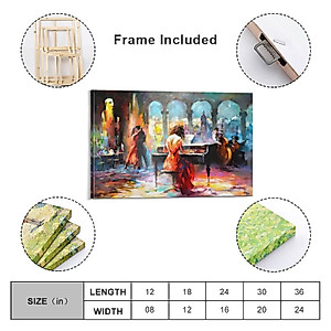 Romantic Couple Canvas, Piano Wall Decor, Sparkling Dance Pleasure Canvas, Abstract Music Wall Decor Canvas Wall Art Living Room Posters Bedroom Paintings And Picture Prints Modern Home Bedroom Decora