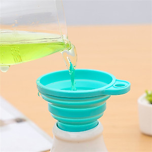 LIUGOU Silicone Collapsible Funnel, Food Grade Foldable Kitchen Funnels for Water Bottle Liquid Powder Transfer