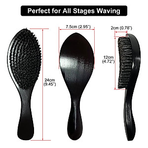 3PCS Silky Durags with 1 Wave Brush Pakcs for Men Waves, Satin Doo Rags and Medium Curve Waves Brush - Made with Boar Bristles -All Purpose 360 Waves Brush