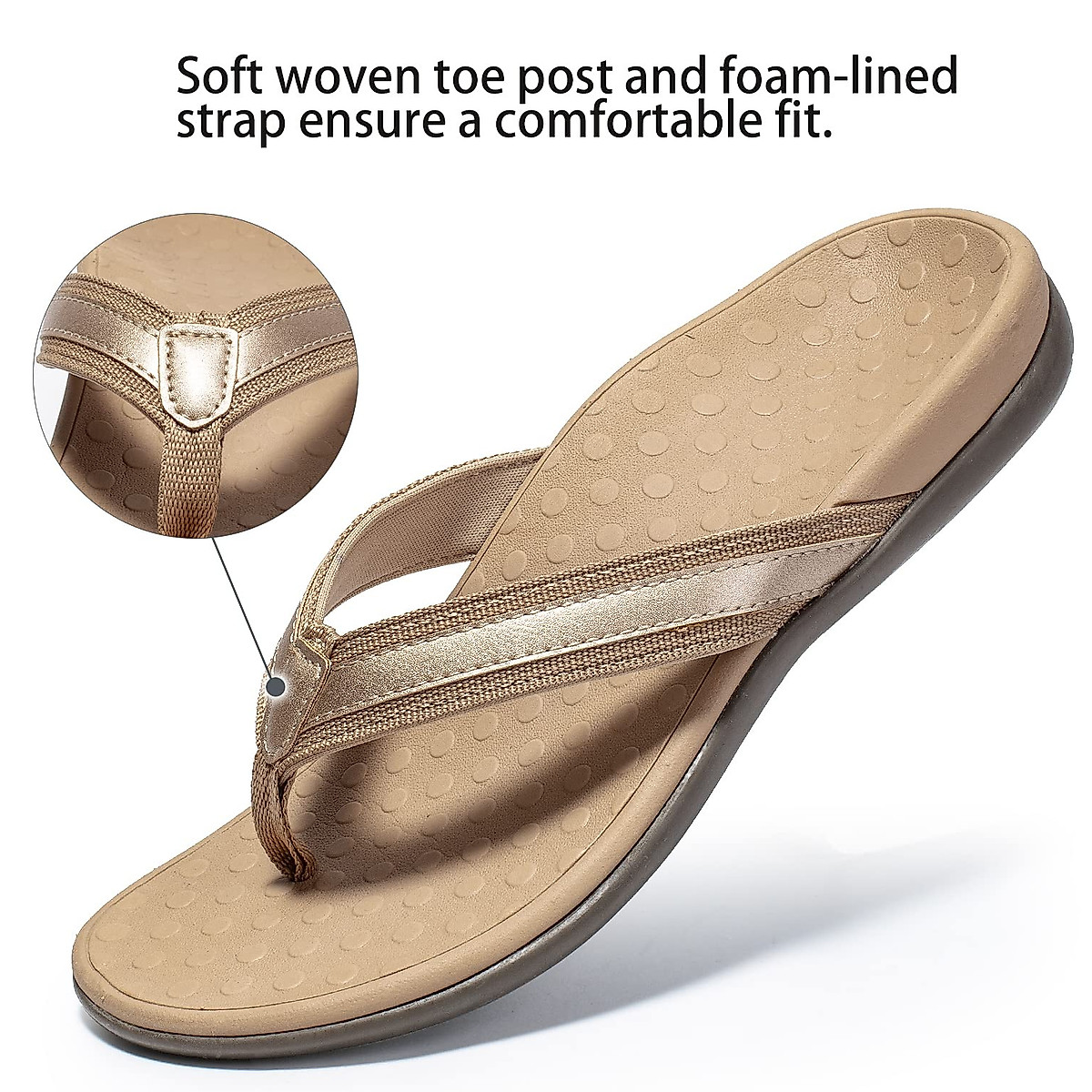 Women's Flip Flops with Arch Support,Best Orthopedic Sandals for Plantar Fasciatis Heel & Foot Pain