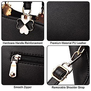 Embroidery Flowers Handbags for Women Ladies Tote Shoulder Bags PU Leather Satchel Top Handle Satchel Purse (Purple B)