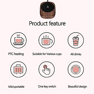 Coffee Cup Warmer for Desk with Touch Screen Switch, Coffee Mug Warmer for Office Home Use, Cup Warmer Plate for Coffee, Milk, Tea, Water(wood grain)
