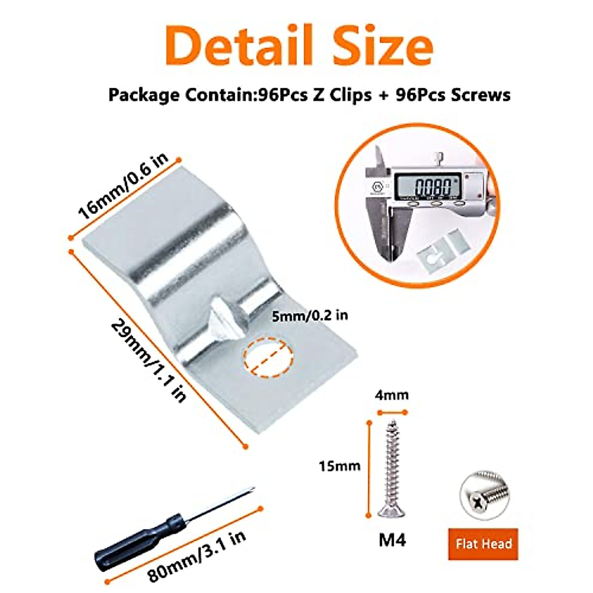 Silver Table Top Fasteners with Screws, Table Top Connectors Set of 24/48/96 Packs (Include 24/48/96 Clips,24/48/96 Screws) (96)