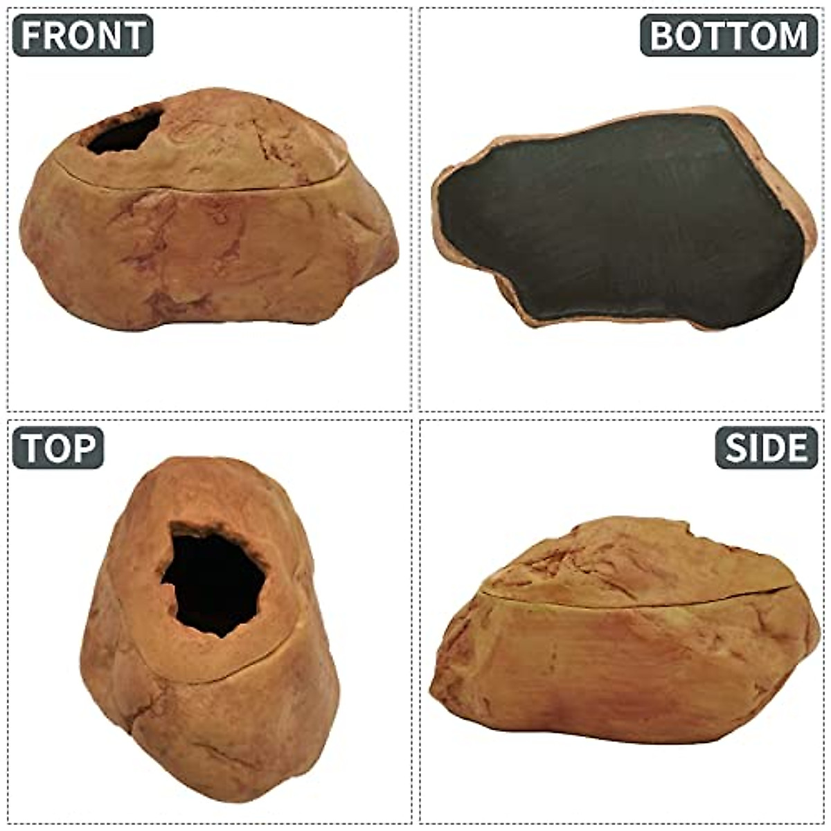 kathson Reptiles Hide Cave Resin Ball Python Hideout Snake Shedding Egg-Laying Hideaway Natural Rock Look Shtelter for Small Reptile Corn Snake Gecko