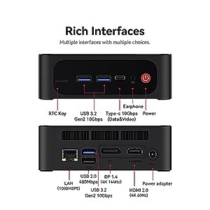 Beelink Mini PC, AMD Ryzen 7 5800H 8 Core(Up to 4.4GHz), 32GB DDR4 RAM 500GB NVMe M.2 SSD, SER5 Max Mini Desktop Computer Support 4K@60Hz Triple Display/WiFi 6/BT5.2/DP/HDMI/USB-C, Gaming/Office/Home