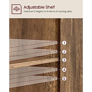 VASAGLE Coffee Bar Cabinet, Kitchen Storage Cabinet with Drawer, Farmhouse Cabinet Sideboard with Adjustable Shelf for Kitchen, Honey Brown UBBK341K01