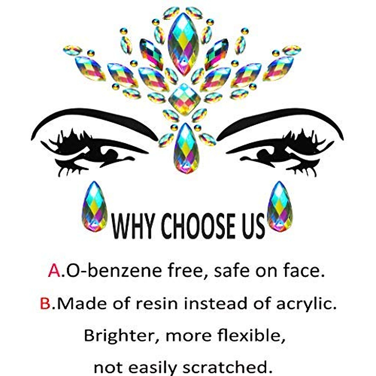 Festival Clothing Rave Accessories Face Jewels Gems Stickers Carnival Mermaid Costume Glitter