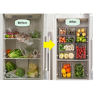 YouLike 4pack Stackable Refrigerator Organizer Bins with Pull-Out Drawer， Fridge Drawers Containers， Refrigerator, Freezer, Vanity & Fridge Organization and Storage（2M+Large+XL）