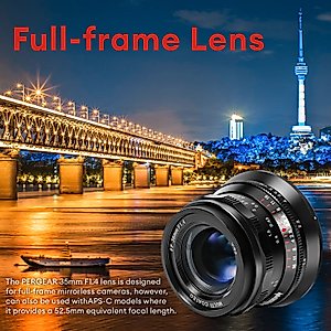PERGEAR 35mm F1.4 Full-Frame Manual Focus Lens, Compatible with Sony E-Mount Cameras A7 A7II A7III A7R A7RII A7RIII A7RIV A7S A7SII A7SIII A9 A7C A6400 A6000 A6600 A6100 A6500 A6300 (Black)