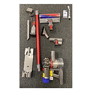 Dyson V8 Fluffy Cordless Stick Vacuum Cleaner, for Home with Hardwood, Powerful Suction, Ergonomic Handle, Bagless, Built-in Battery, Lightweight, Height Adjustable, RED, w/GM Cleaning Brush