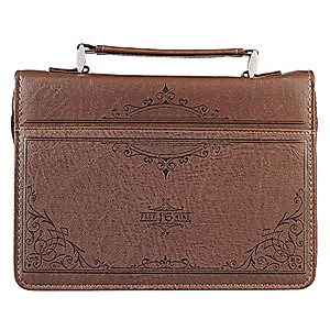 Christian Art Gifts Men's Classic Bible Cover A Man’s Heart Proverbs 16:9, Brown/Tan Faux Leather, Medium
