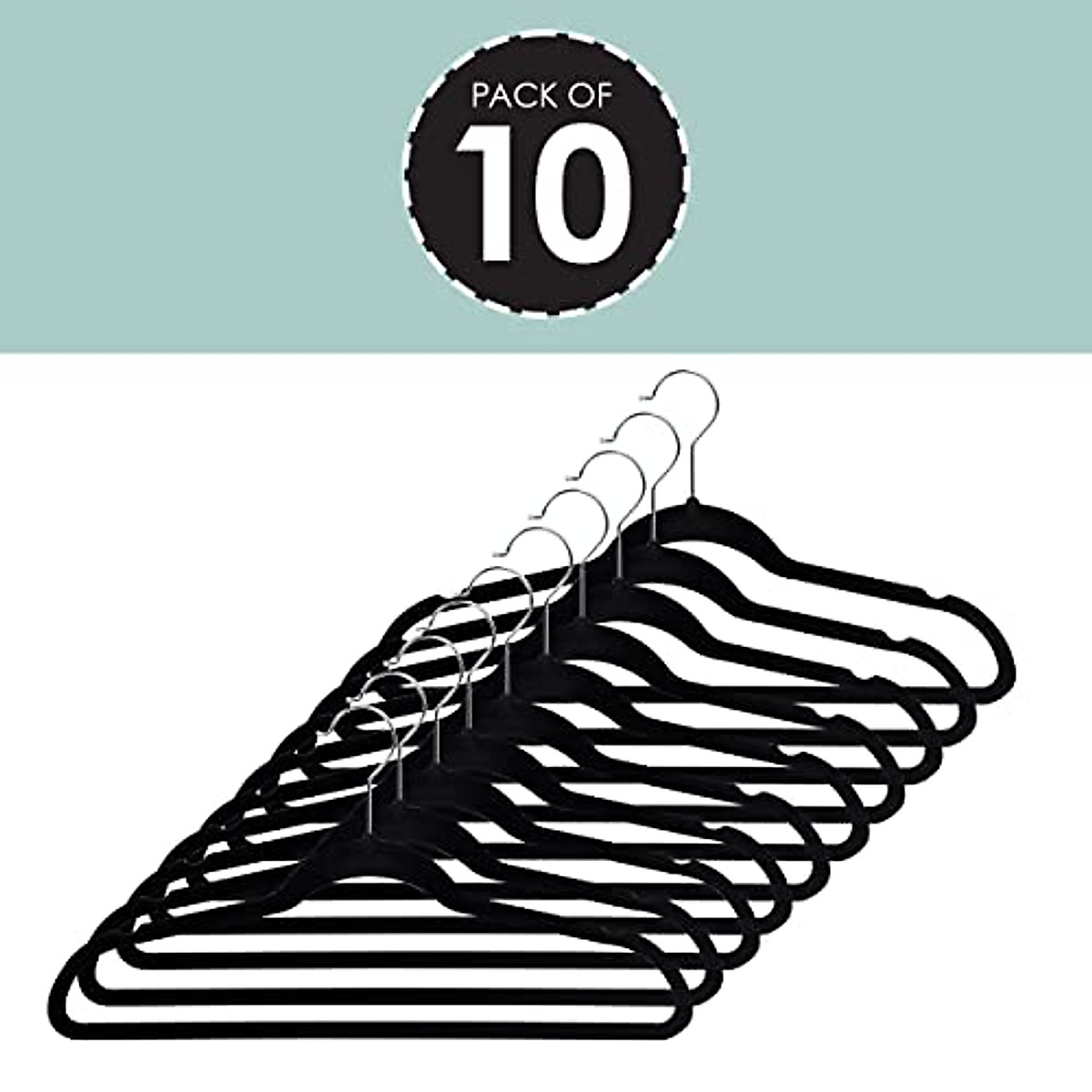 10 PACK VELVET HANGER BLACK