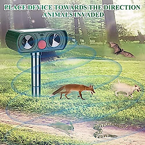 Lubatis 2 Pack Animal Repellent Outdoor Solar Animal Repeller Ultrasonic Pest Repeller Deterrent to Keep Rat, Squirrel, Deer, Raccoon, Skunk, Rabbit, Dog, Cat Away