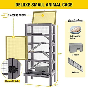 Aivituvin Ferret Cage Rat Habitat 5 Levels for Chinchilla,Lizard,Squirrel, Chameleon,Gerbil and Other Small Animal,Prevent Escape