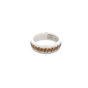 One Moment In Time J157 Size 5.5 "Halo White Ceramic Halo Gold Tone Inlay Ring Mormon LDS CTR