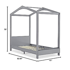 Delta Children Poppy House Wood Twin Bed, Platform Bed - No Box Spring Needed, Grey