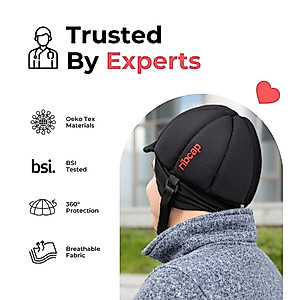 Ribcap Fox Medical Grade Protective Helmet | Black | Medium (22-23") | Soft Helmet for Epilepsy | Protective Helmet for Seizures | Fashionable and No Stigma