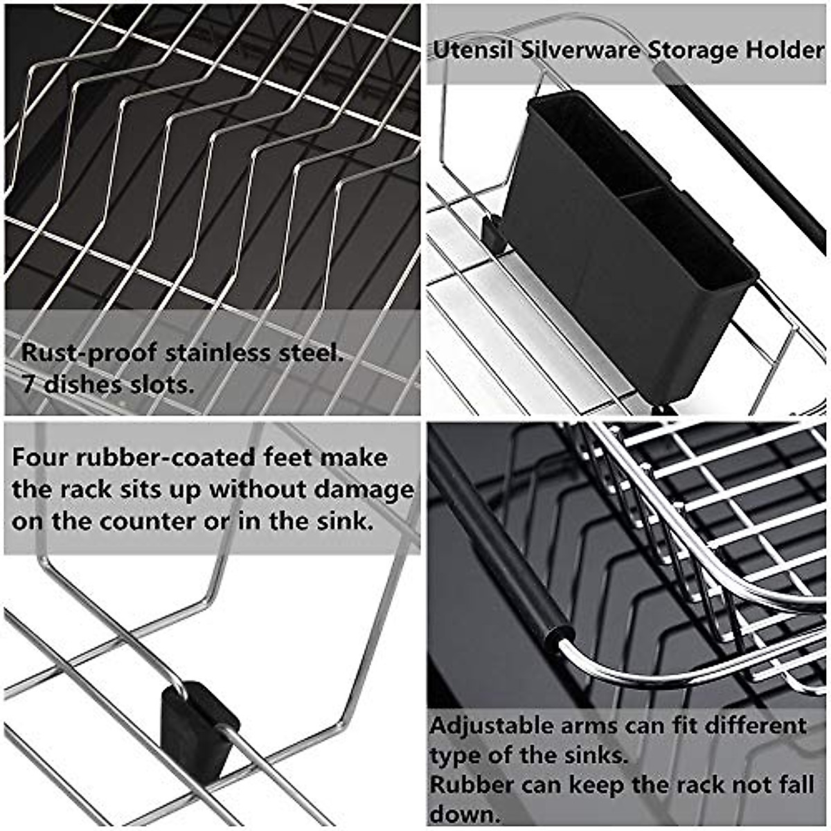 SANNO Over The Sink Dish Drainer Dish Drying Rack+Stackable Storage Baskets Cubby Bins for Kitchen