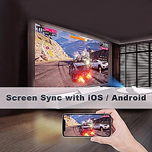 Native 1080P WiFi Projector, ERISAN 5G Wi-Fi Full HD Video Projector, Support iOS/Android Mac Sync Screen, 300" Display for Home Business, Compatible w/HDMI, VGA, USB, PC, DVD, White, S50W