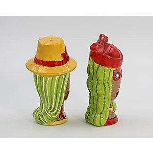 Fine Ceramic Dollymamas African American Black Fashion Lady with Hats Salt & Pepper Shakers Set, 4-1/2" H