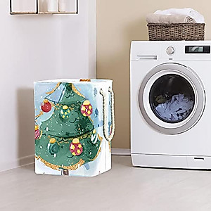 Inhomer Christmas Tree Large Laundry Hamper Waterproof Collapsible Clothes Hamper Basket for Clothing Toy Organizer, Home Decor for Bedroom Bathroom