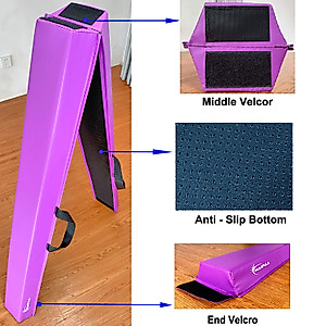 MARFULA 6 FT / 8 FT / 9 FT / 10 FT Balance Beam Folding Floor Gymnastics Equipment for Kids, Non Slip Base, Gymnastics Beam for Training Home Gym Use