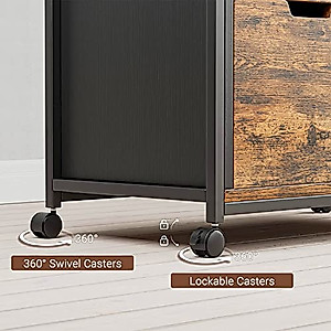 YaFiti Office File Cabinet, 3 Drawer Lateral Filing Cabinet with Socket and USB Charging Port, Printer Stand with Open Storage Shelves fits A4 or Letter Size, Rustic Brown
