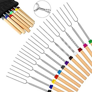 12 PCS Marshmallow Roasting Sticks, Telescoping Smores Sticks for Open Fire Pit, 32 Inch Long Marshmallow Toasting Barbecue Forks BBQ Smores Skewers for Campfire Camping Hotdog Hot Dog Bonfire Grill