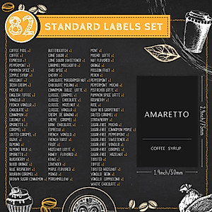 118 Pieces Coffee Syrup Labels Coffee Bar Labels Minimalist Labels Stickers for Organization Labels Waterproof Labels for Glass Coffee Labels for Coffee Syrup Bottles Dispenser, Black
