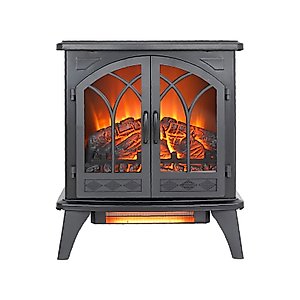IVYHAVEN 24" 3D Infrared Electric Fireplace with Visible Control Panel Remote Control Freestanding Fireplace Heater for Home Office Black