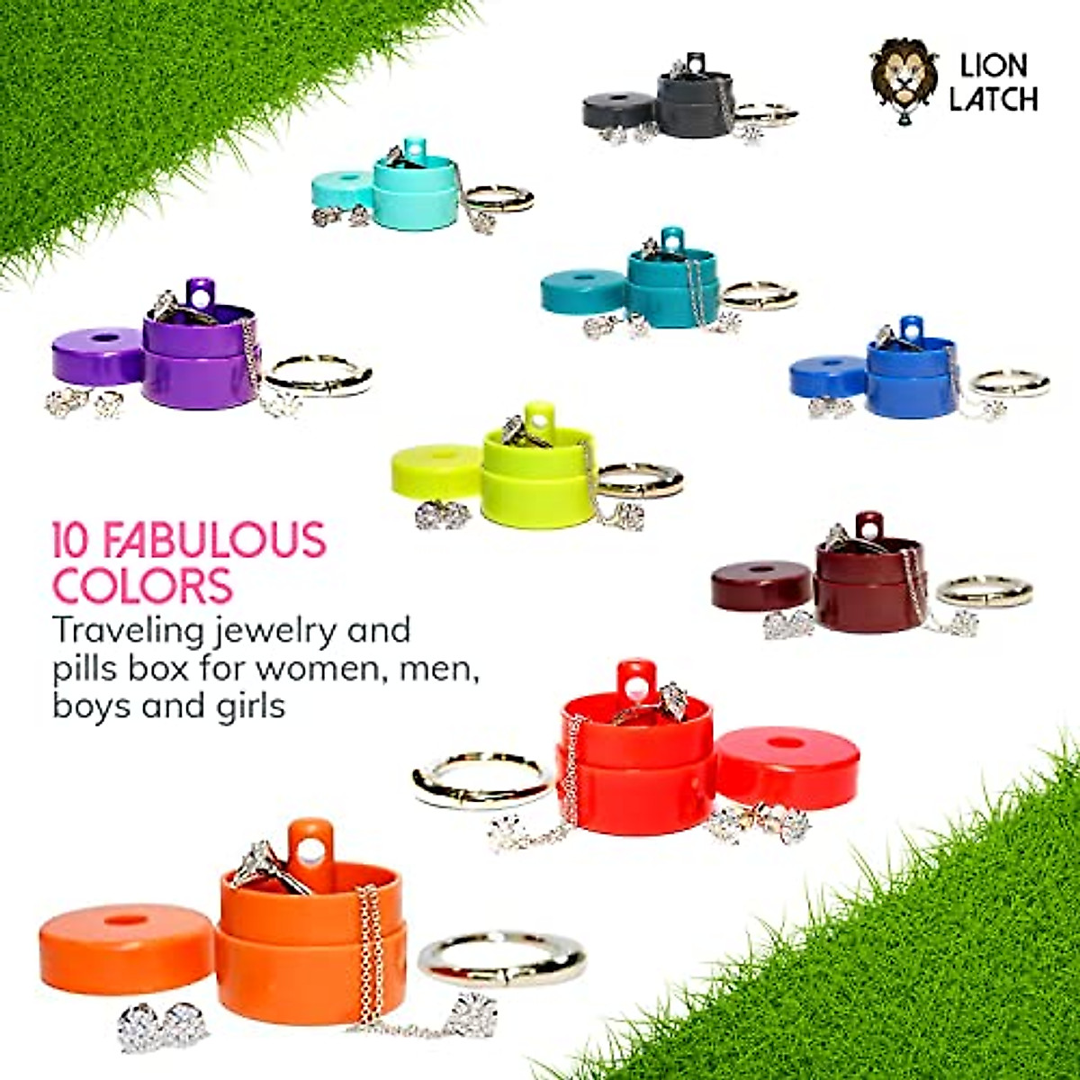 Lion Latch: As Seen on Shark Tank, Traveling Jewelry Holder Storage, Pill Box Keychain Container, Jewelry Box Case, SINGLE - Mint