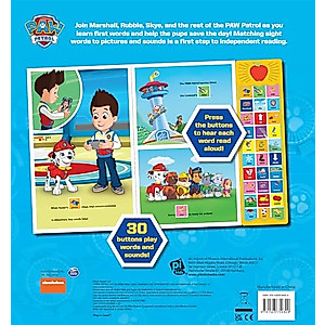 PAW Patrol Chase, Skye, Marshall, and More! First Words 30-Button Sound Book Great for Early Learning PI Kids