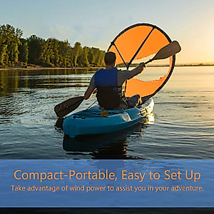Nicedea, Kayak Sail Foldable Wind Sail Downwind Wind Sail Accessories for Inflatable Boats Kayaks Canoes Orange