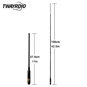 TWAYRDIO Dual Band VHF UHF Ham Radio Telescopic Antenna SMA Male 42 inch Retractable Replacement Long Antenna for Walkie Talkie Yaesu Vertex VX-3R VX-132 WOUNXUN KG-UV8D TYT Radios