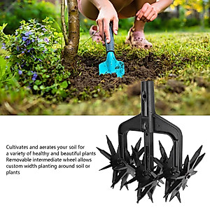 OKJHFD Adjustable Rotary Cultivator, Manual Tiller Garden Soil Scarifier,Wear Resistant 2 in 1 Ventilated Scarifier Heavy Duty Weeder Tool for Garden,Manual Cultivator