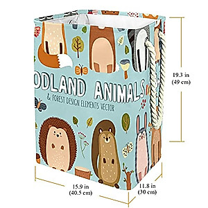 Laundry Basket Foldable Laundry Hamper With Handles Detachable Storage Bin, Bathroom Organizer, Children Toy Bins Cute Animals