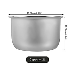 Cabilock 2L Kitchen Inner Cooking Pot Non-stick Inner Pot Universal Inner Pot Rice Cooker Supply Nonstick Cooking Pot Inner, Silvery
