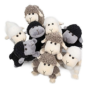 FRANKIEZHOU Sheep Stuffed Animal Lamb Plush Decorations 3Pcs (Sitting, Standing, Kneeling) White Sheep Toys Gift for Kids Little Girl/Boy