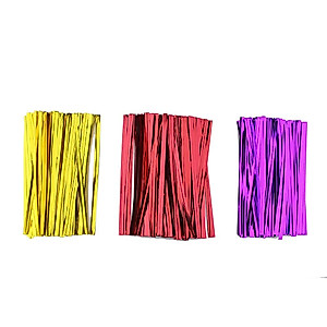 Belinlen 300 Pack 4” x 9” Treat Bags Plastic Poly Bags - Side Gusset- Cookie Bags Multi-purpose Plastic Gift Bag Coming With 300 Colorful Twist Ties