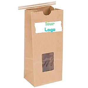 Kraft 1/2 Lb. Tin Tie Bakery Bag w/Square Window - 50 Pack by Premium Tin Ties