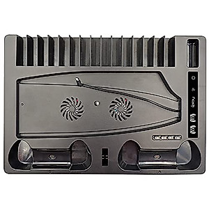 Cooling Fan Vertical Stand for Playstation 5 Console and Digital Edition, Controller Charging Station Dock for PS5 Dualsense Controller with Led Indicators and 15 Game Slots