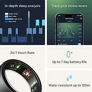 Oura Ring Gen3 Horizon - Stealth - Size 12 - Smart Ring - Size First with Oura Ring Gen3 Sizing Kit - Sleep Tracking Wearable - Heart Rate - Fitness Tracker - 5-7 Days Battery Life