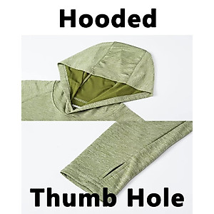 KEFITEVD Women's Quick Dry Athletic Hoodie - Long Sleeve, Sun Protection, Moisture Wicking, Wheat Green