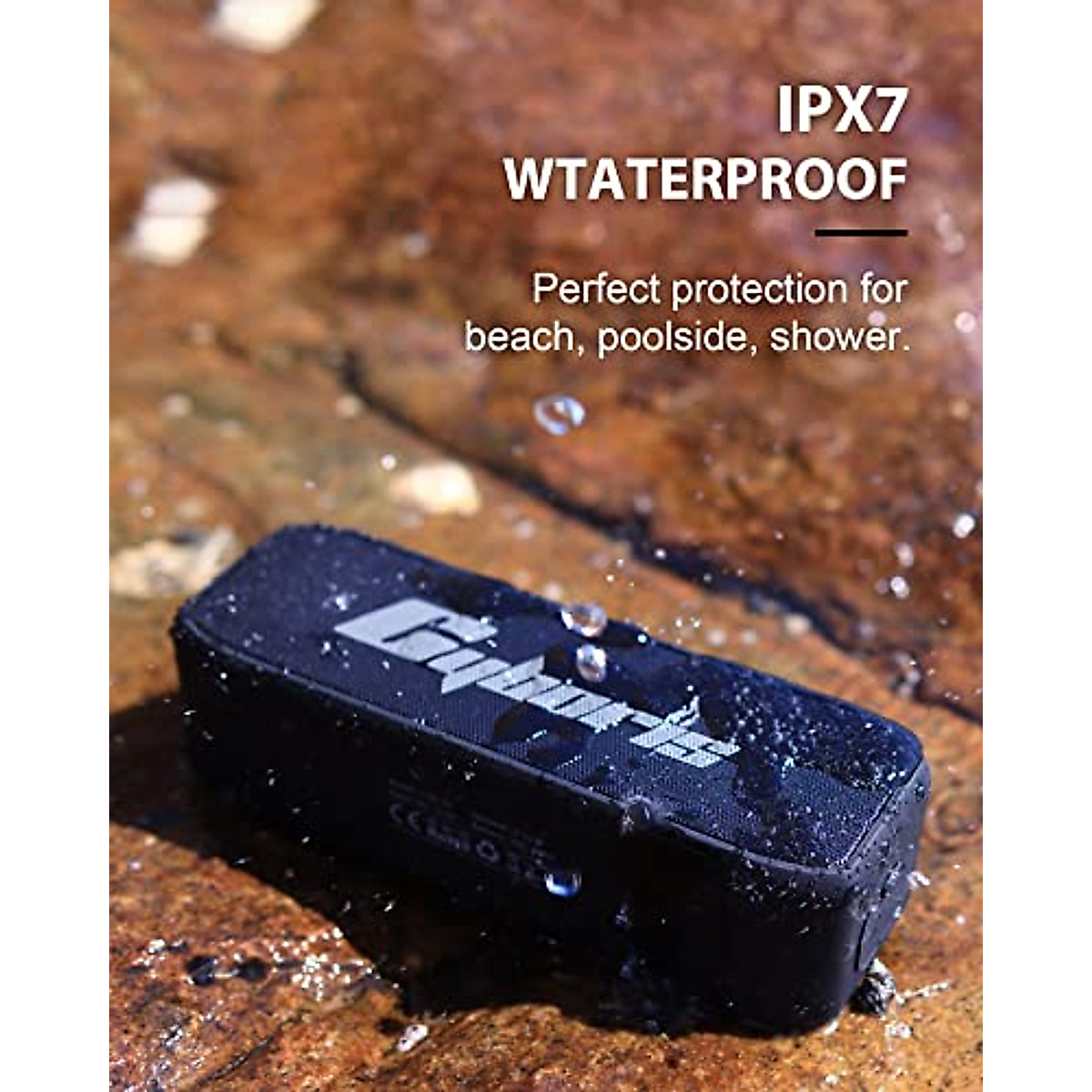 CYBORIS Bluetooth Portable Speaker IPX7 Waterproof, 20W Wireless Speaker Loud Stereo Sound, Outdoor Speakers with Bluetooth 5.0 Lossless Music & Long Playtime, Microphone, Hands-Free, Dual Pairing