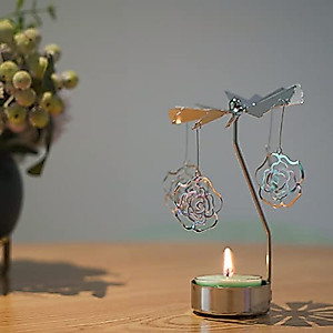 Tea Lights Candles Holders - Scented Tea Lights Candles Silver DIY Spinning Tealight Candle Holder &amp;12pcs Scented Tealight Candles Decorative Christmas Wedding Candles Sets for Home Decor