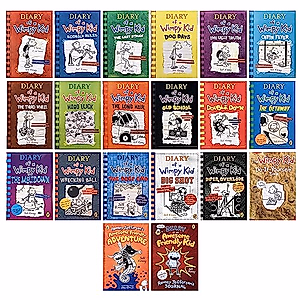 Jeff Kinney Diary of a Wimpy Kid 19 Books Series, Complete Collection 1-19 Books of Boxed Set, Gift Set for Boys Girls (20220205)