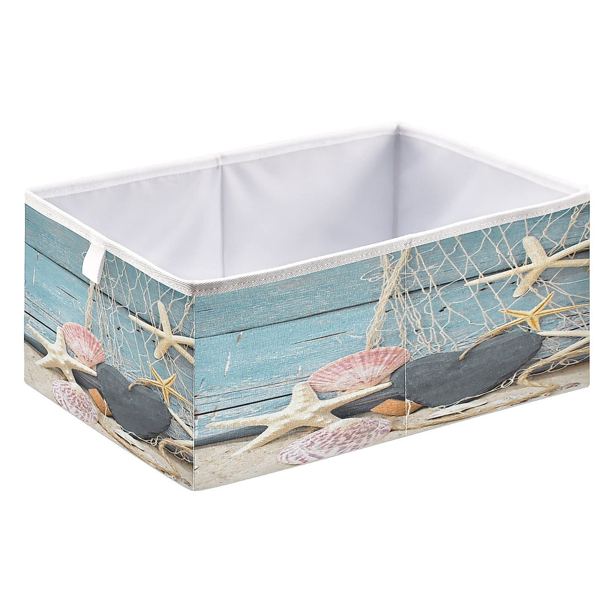 Kigai Beach Seashell Open Home Storage Bins, for Home Organization and Storage, Toy Storage Cube, Collapsible Closet Storage Bins, with Small Handles, 11.02" L x 11.02" W x 11.02" H