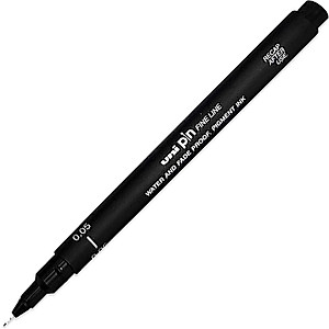 UNI-Ball PIN Drawing Pen FINELINER Ultra FINE LINE Marker 0.05mm Black Ink - [Pack of 3]